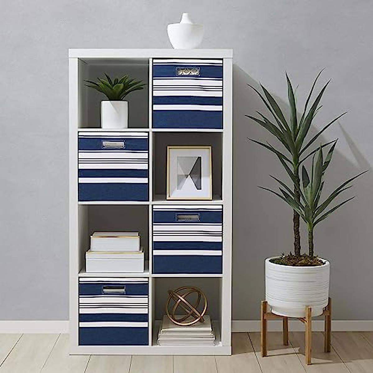 XYZTech Open Cube Storage Organizer 8-Cube Open Style Vertical & Horizontal Placement Cubes Storage Organizer Display Shelving Modern Standing Corner Bookcase Shelf (Style 3)