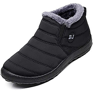 HAVINA Womens Warm Snow Boots Outdoor Fur Lining Winter Shoes Anti-Slip Lightweight Ankle Bootie Black 41