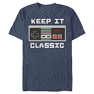 Nintendo Men's Keep it Classic T-Shirt, 2X-Large, Navy Heather