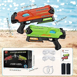 VATOS 2 Pack Electric Water Guns for Kids Adults, Auto Squirt Guns Range up to 32 FT + 1000CC High Capacity,Motorized Electric Water Guns Toys for Summer Outdoor Swimming Pool Beach Water Fighting