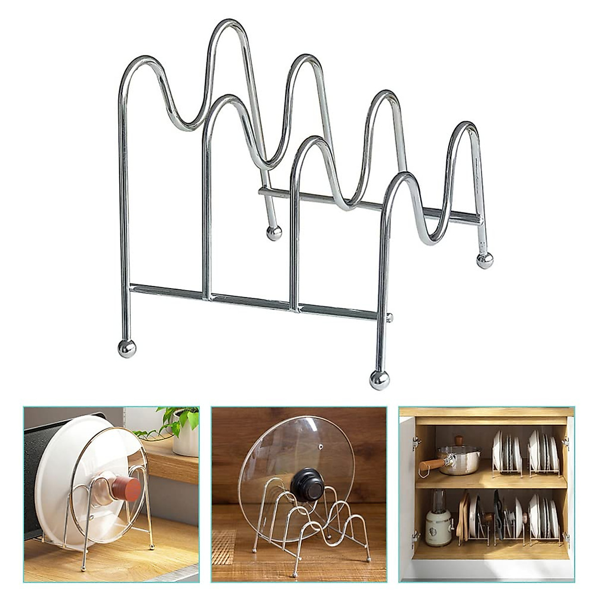 Zerodeko Pot Lid Organizer Pot Lid Rack Plate Drying Stand Chopping Board Holder Cutting Board Rest for Cabinet Pantry Countertop