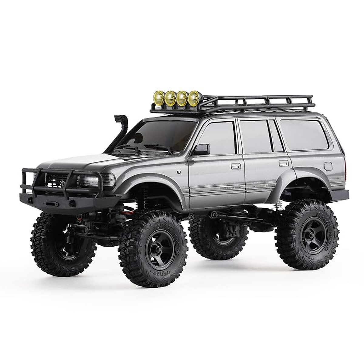 BEEZRC FMS RC Crawler 1/18 FCX18 Land Cruiser LC80 RTR Toyota Licensed 4WD RC Rock Truck 2.4Ghz 900mAh Hobby Grade RC Car Model Mini Remote Control Car Off Road Vehicle FMS11831RTRGY(Gary)