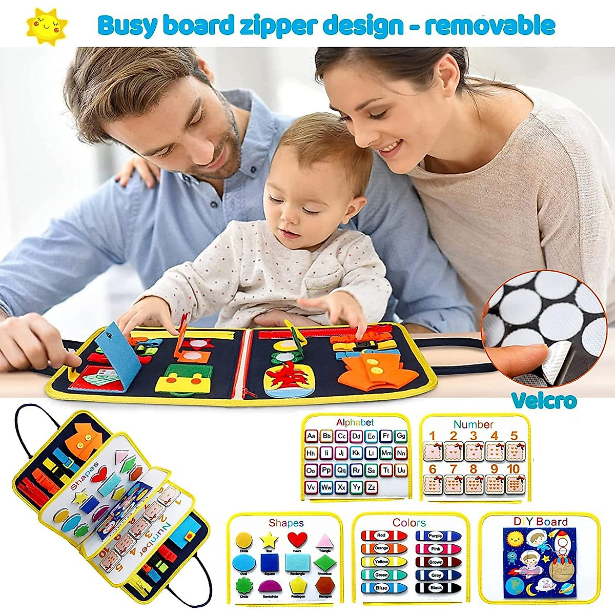 MORNOR Busy Board Montessori Toys for Toddlers Sensory Toys Gifts for 1 2 3 4 Year Old Girls & Boys Preschool Learning Activities Educational Travel Toy for Fine Motor Skills (Blue)