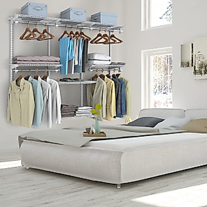 S AFSTAR 4 to 6 FT Mounted Closet Systems, Height Adjustable Custom Clothes Closet Kit with 3 Hanging Rod & 6 Storage Shelves, Wall-Mounted Clothes Closet Organizer for Bedroom Apartment, White