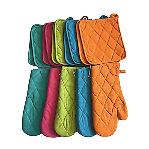 Best Housewarming Gift Ever,Bulk Oven Mitts & Pot Holder for Cooking and Baking 100% Cotton Pot Holder and Oven Mitts - 15 pcs