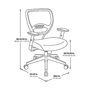 SPACE Air Grid Mid-Back Swivel Chair, Black, 20-1/2 x 19-1/2 x 42h