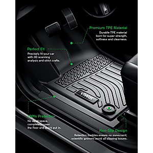 VIWIK Floor Mats Compatible for 2012-2018 Focus, Car Mats All Weather Protection Floor Liners Full Set Include 1th and 2nd Row Front & Rear, TPE Black