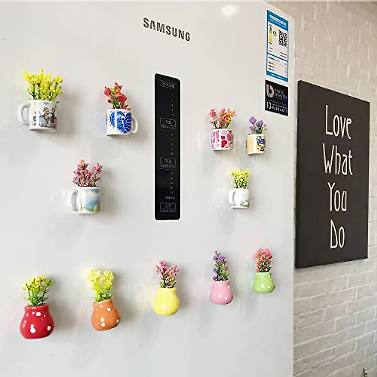 Cute Plant Fridge Magnets Funny Mini Plant Magnets for Fridge, Simulation Ceramic Flower Vase 3D Refrigerator Magnet Set 6 Pack,Decoration for Kitchen,House,Office,Whiteboard