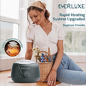 Waxing Kit for Women Men , EVERLUXE Wax Warmer Hair Removal Kit , Hard with 4 Packs of Beads , Beads All Types , Legs , Face , Eyebrows , Bikini