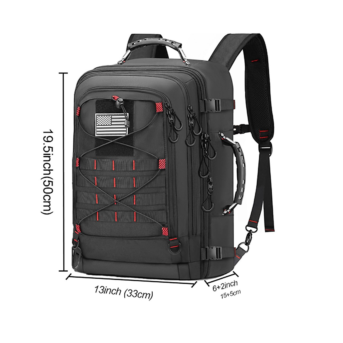 Vancropak Travel Backpack for Men, Extra Large 17.3 inch Laptop Backpacks, Flight Approved Sturdy Carry on Suitcase for Airplanes with 3 Packing Cubes, Expandable 50L Luggage Daypack Duffel Bag, Black