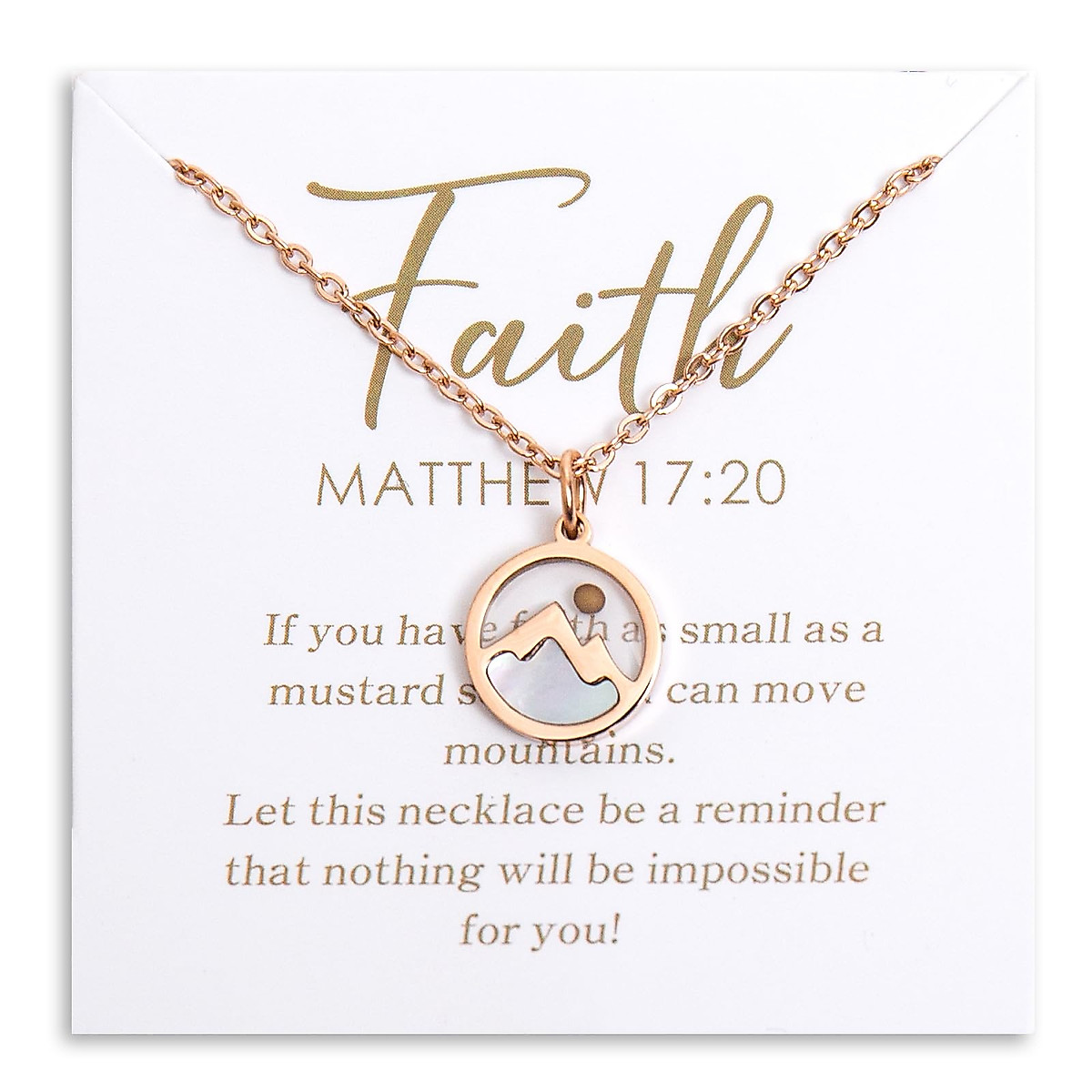 XULAVA Christian Gifts Mustard Seed Necklace for Women,Move Mountains Shell Necklaces Christian Faith Jewelry for Women… (rose gold)