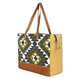 KPL Sel De Mer Upcycled Canvas and leather Hand Bag Cowhide Tote Bag shopping bag carry on leather bag