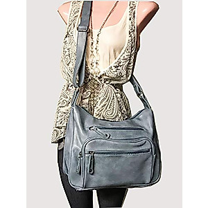 Zzfab Fashion Locking Concealed Carry Big Hobo Bag CCW Cross Body Bag with Credit Card Slots Brown