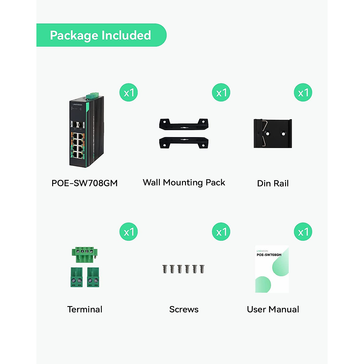 LINOVISION Industrial 8-Port Full Gigabit Managed POE Switch with 2 SFP Uplinks, L2 Management, RS485 Serial Port, 4 BT 90W PoE Ports, Total PoE Budget 360W, Q-PoE and P-PoE Without Interruption