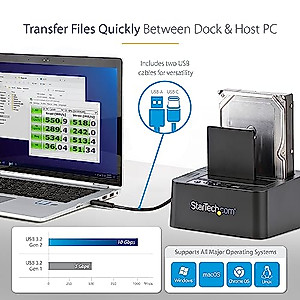 StarTech.com Standalone Hard Drive Duplicator, External Dual Bay HDD/SSD Cloner/Copier, USB to SATA III Docking Station