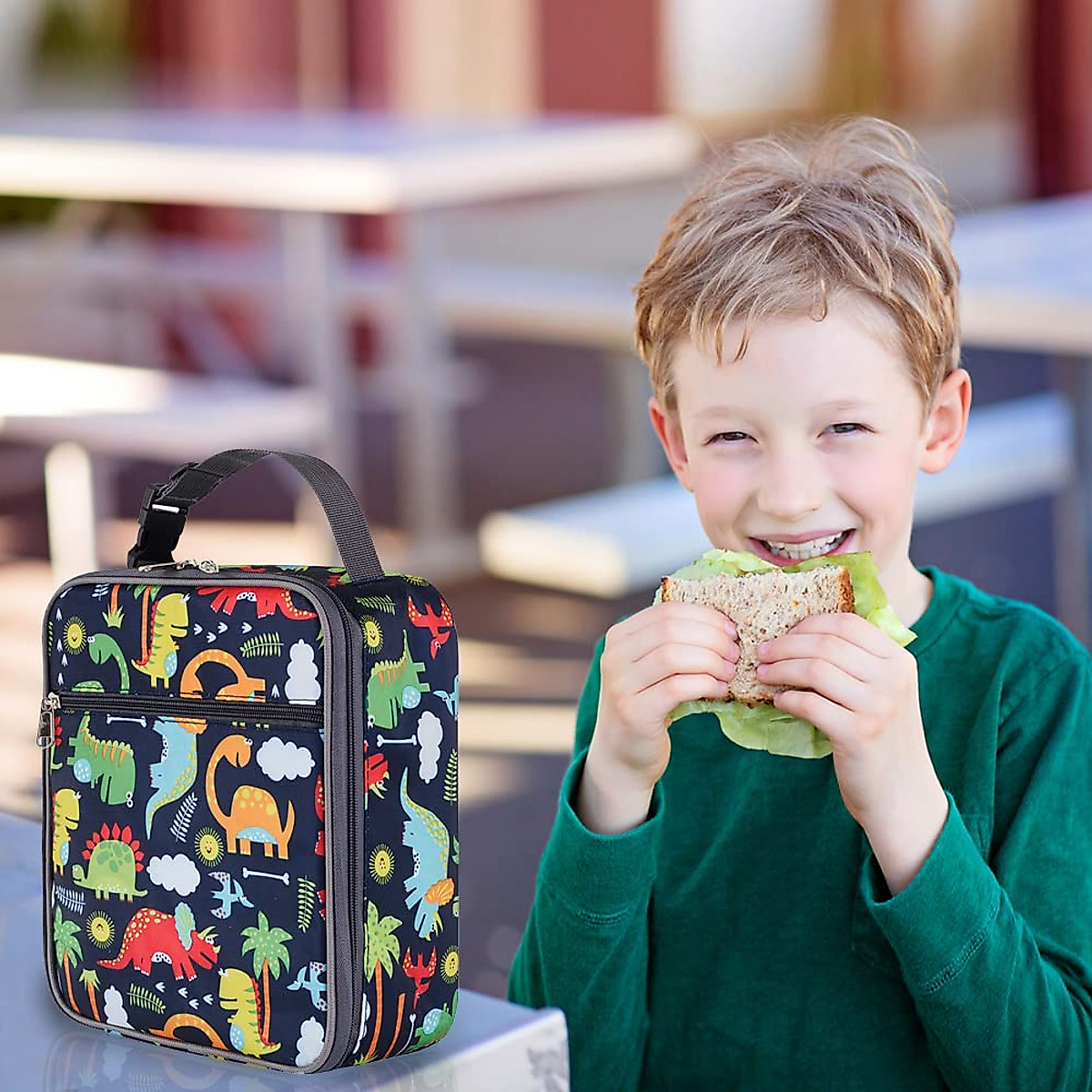 Toddler Lunch Bag for Kids Lunch Box, Dinosaur Lunch Boxes For Boys Lunch Bag,Insulated Reusable Lunch Bag with Waterproof Liner, Thermal Meal Container Tote for Girls & Boys & Women, Dinosaur Style