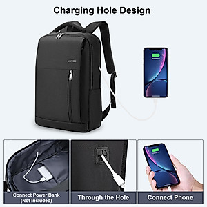 HOMIEE 17 Inch Laptop Backpack Slim Durable Business Computer Travel Backpack with USB Charging Port, Lightweight Casual Daypack for College Work Office Men Women, Black