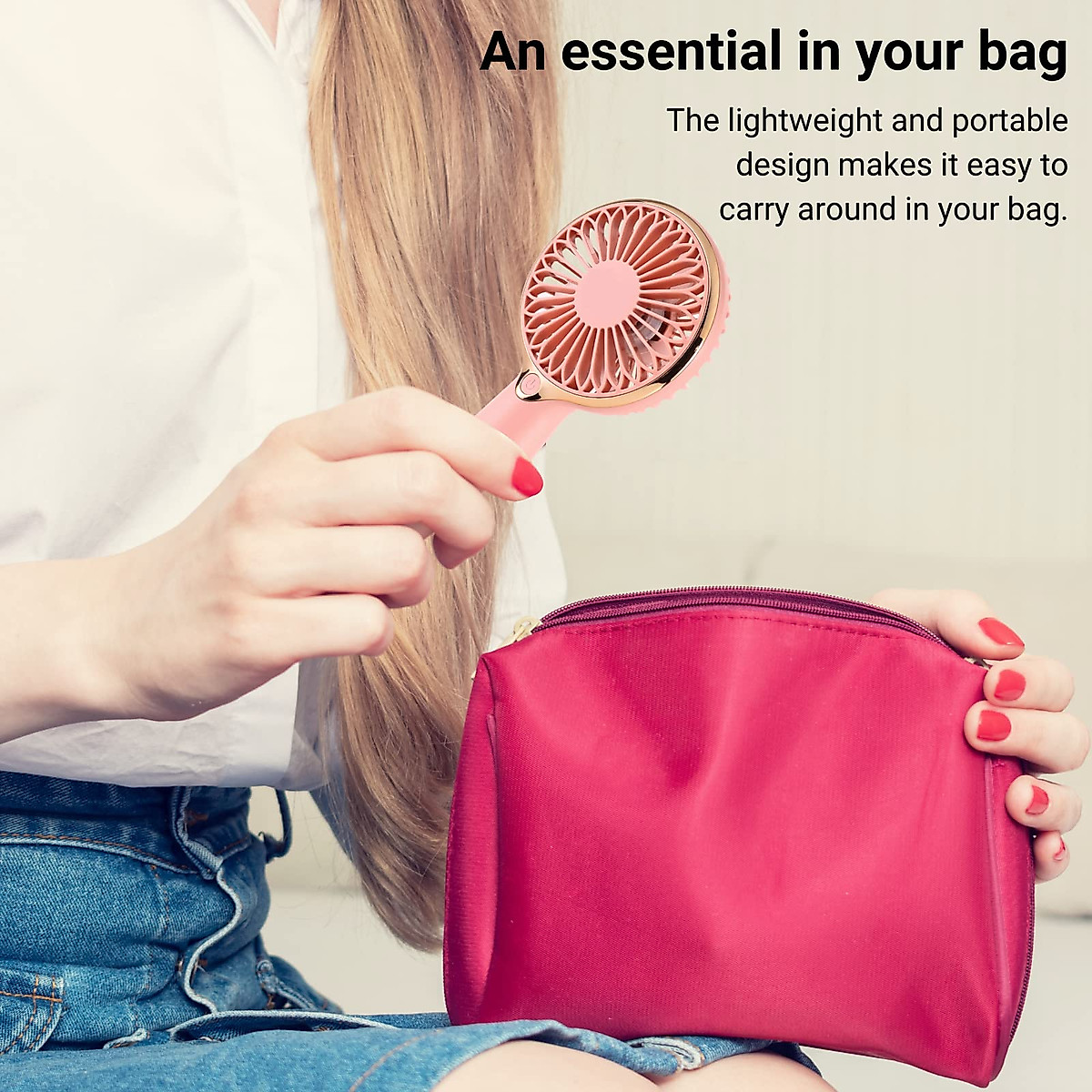 Holiday Mini Handheld Fan, USB Desk Fan Small Personal Portable Hand Fan Table Fan with Rechargeable Battery Operated Cooling Electric Fan 3-6H Working Hours for Travel Office Outdoor