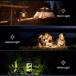 Camping Lantern Rechargeable Flashlight, Outdoor LED Lantern and Multifunctional Small Flashlight, Portable Waterproof Lanterns for Emergency, 1000lm Tent Lights IPX5 Waterproof Atmosphere Light