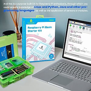 KEYESTUDIO Basic Starter Kit for Raspberry Pi 4 3 3B/2B/B+, with Tutorials C+ Python Java Code, Breadboard Solderless Electronic LCD Water Level Gas Sensor Programming Easy for Beginners