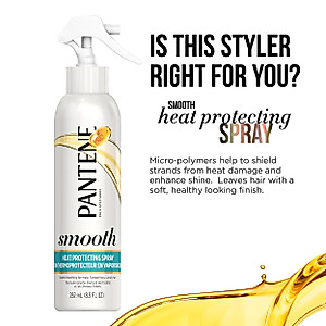 Pantene Smooth and Sleek Heat Protecting Spray for Hair, 8.5 Fluid Ounce