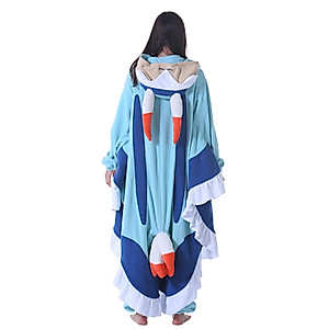 DELEY Unisex Blue Sea Hare Costume Adult Onesie, One Piece Pajamas, Halloween Cosplay Costumes Homewear Jumpsuit