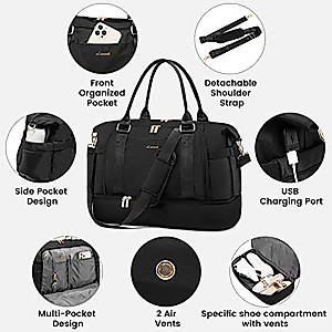 Gym Bag for Women LOVEVOOK Travel Duffel Bag with USB Charging Port,Weekender Bags for Women with Shoe Compartment,Carry on Overnight Bag with Toiletry Bag,Hospital Bags for Labor and Deliver