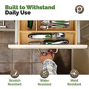 Pristine Bamboo silverware tray organizer– Flatware Utensil Cutlery Silverware Holder for Drawer – Small Extra-Deep Wooden Kitchen Drawer Organizer Divider for Spoons Forks Knives cutleries (6-Slots)