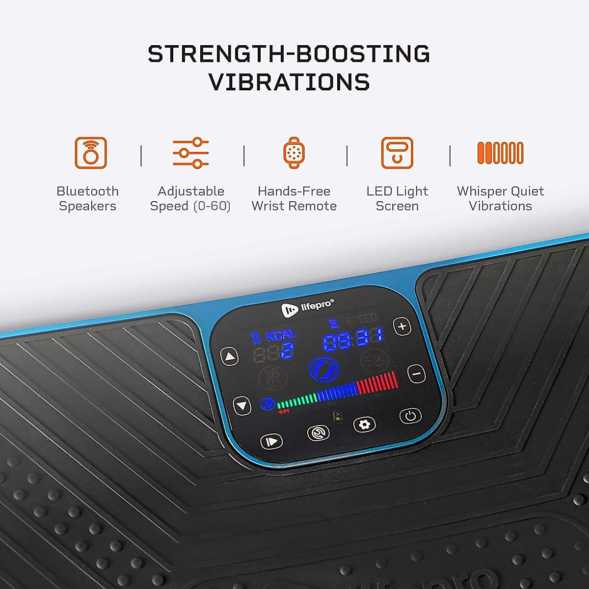 LifePro Rumblex 4D Pro Vibration Plate - Whole Body Vibration Platform Exercise Machine - Home Workout Equipment for Weight Loss, Toning & Wellness - Full Bundle of Bands, Straps & Accessories (Blue)