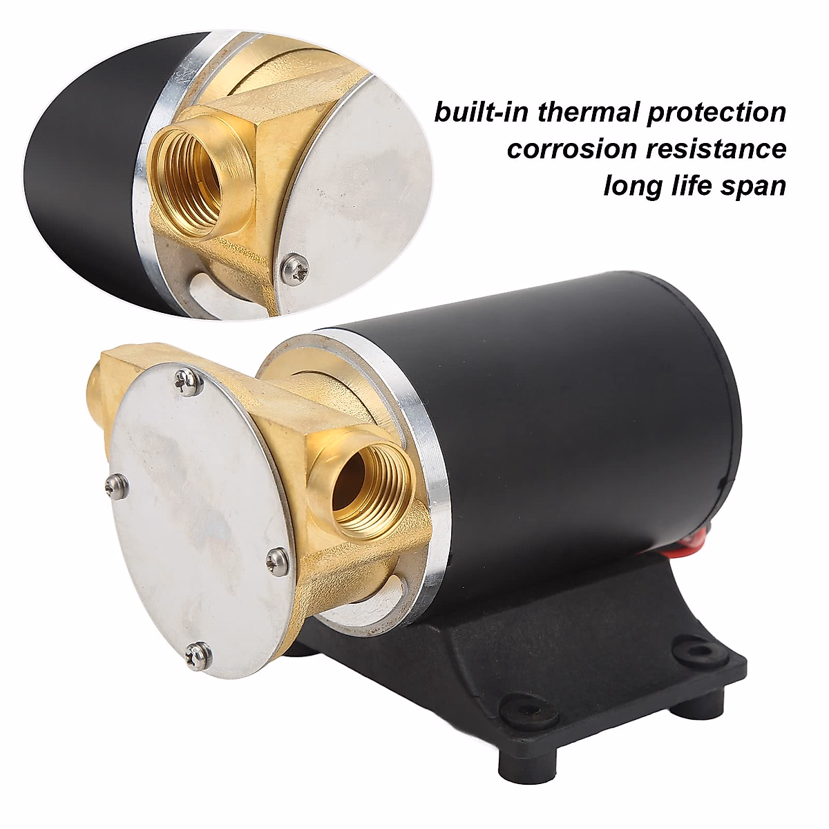 Self Priming Impeller Bilge Pump, Long Life Span 6GPM Baitwell Pump Large Traffic Flush Pump Boat Bilge Pump for Liquid Transfer(#1)