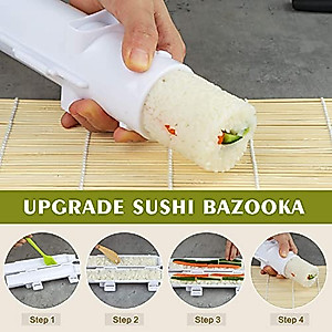 Sushi Making Kit, 28 Pcs Sushi Bazooka Maker with Bamboo Rolling Mat, Chopsticks, Paddle, Spreader, Sushi Knife for Sushi Lovers Beginners, DIY Sushi Roller Machine