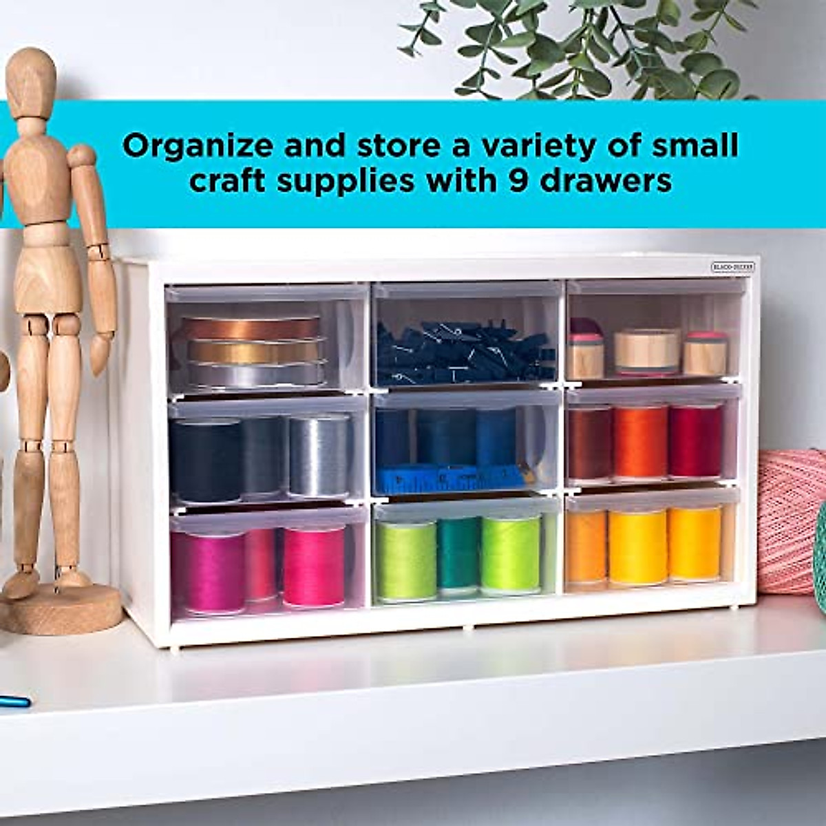 BLACK+DECKER Storage Organizer, 9 Drawer Modular Storage System, Easily Stackable (BDST40709FF)