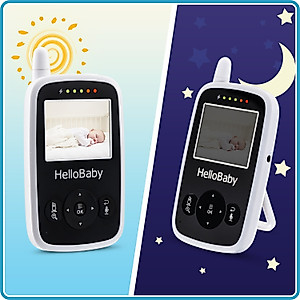 Hello Baby Wireless Video Baby Monitor with Digital Camera HB24, Night Vision Temperature Monitoring & 2 Way Talkback System, White