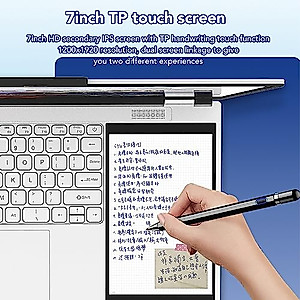 ASHATA for Win 11 Double Screen Laptop 15.6 inch, for Intel Celeron N5105 Quad Core Quad Processor Up to 2.9GHz 16G RAM Notebook with 7in IPS Screen, Backlight Keyboard (16GB+1TB)