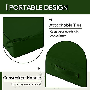LOVTEX 19x19 Outdoor Chair Cushions Set of 2, Waterproof Patio Cushions for Outdoor Furniture, Thick Outdoor Seat Cushions for Chairs with Straps and Portable Handle(Forest Green)
