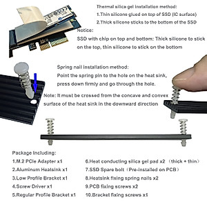 Bejavr M.2 NVME to PCIe 3.0/4.0 x4 Adapter, NVME/AHCI SSD to PCIe Expansion Card with Aluminum Heatsink Solution, Supports PCI-Express X4 X8 X16 Slots