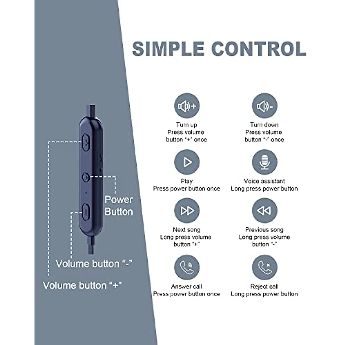 Mubiao Bluetooth Headphones Neckband 20Hrs Playtime V5.0 Wireless Headset Sport Noise Cancelling Earbuds w/Mic for Gym Running Compatible with iPhone Samsung Android