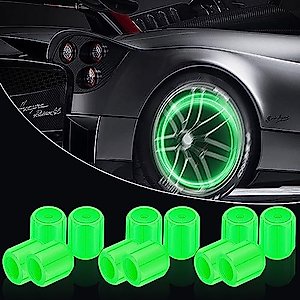 12 PCS Glow in The Dark Tire Valve Caps Fluorescent Stem Cars, Universal Noctilucent Waterproof Car Wheel Tire Caps for Car, SUV, Motorcycle, Truck, Vehicle（Green