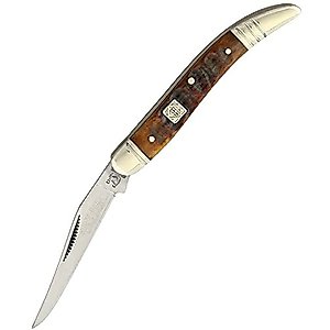 S.S. Folding Knives Rough Rider Rr1548 Brown Ram Horn Toothpick Straight Open Folding Pocket Knife Outdoor Survival Hunting Knife for Camping by Survival Steel