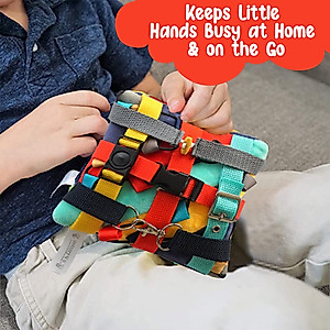 SENSORY4U Buckle Pillow Sensory Fine Motor Development Toy Activity Plushie - OT Therapy Tool Threading Counting Colors Latches Sorting Skills in One - 2nd Edition