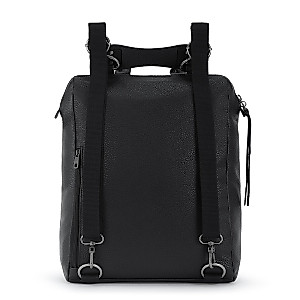 The Sak Loyola Convertible Backpack in Leather, Adjustable Convertible Strap, Black