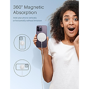 YLLZI Magnetic Wireless Charger for iPhone 15 14 13 12 Pro Max Plus Mini,for Airpods 3/2/Pro,Fast Charging Pad,Silver