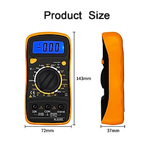 Digital Multimeter,2000 Counts Voltage Tester,Volt Ohm Amp,Multi-Meter Tester AC/DC Voltmeter DC Current, Diode and Resistance,Dual Fused for Anti-Burn, with Test Leads Backlight LCD Screen