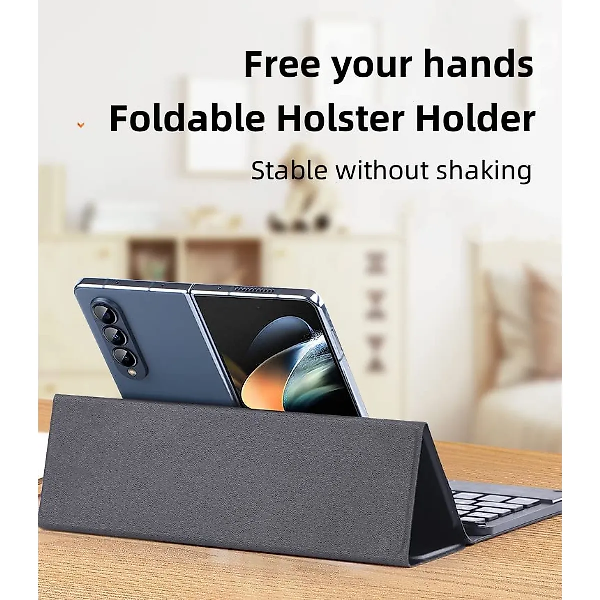 BAILI Z Fold 4 Keyboard Case with Bluetooth Keyboard Wirelessly Connects,Bluetooth Keyboard with Central Touchpad Built-in S Pen Slot & Collapsible Kickstand for Samsung Galaxy Z Fold5/4/3/2/1-Black