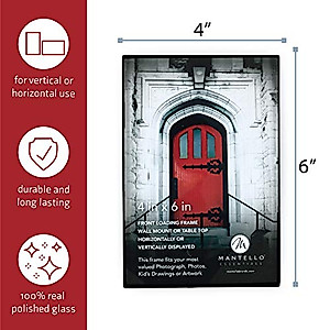 Mantello 4x6 Inch Front Loading Picture Frames Set of 12 Black - Art Wall Hanging Table Desk - Family Gallery Multi Photo Frame