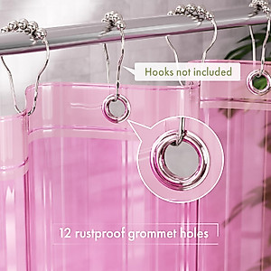 AmazerBath Shower Curtain Liner, 72x72 Transparent Hot Pink Shower Curtain Liner, Lightweight Plastic Shower Curtain Liner, Cute Waterproof Shower Liner for Bathroom with 3 Magnets & 12 Grommet Holes