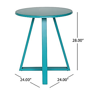 Christopher Knight Home Kate Outdoor Iron Bistro Set, Matte Teal