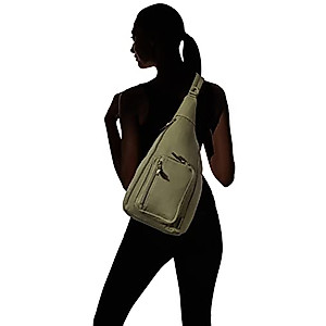 Vera Bradley Women's Cotton Sling Backpack, Climbing Ivy Green, One Size