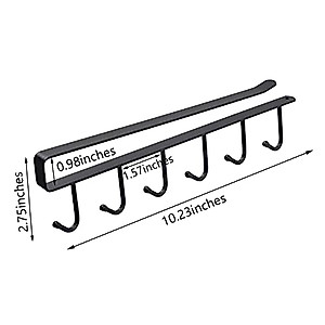 eywlwaar Mug Cups Cabinet Mug Hooks Kitchen Storage Hanging Hooks (4 Pack-Black)