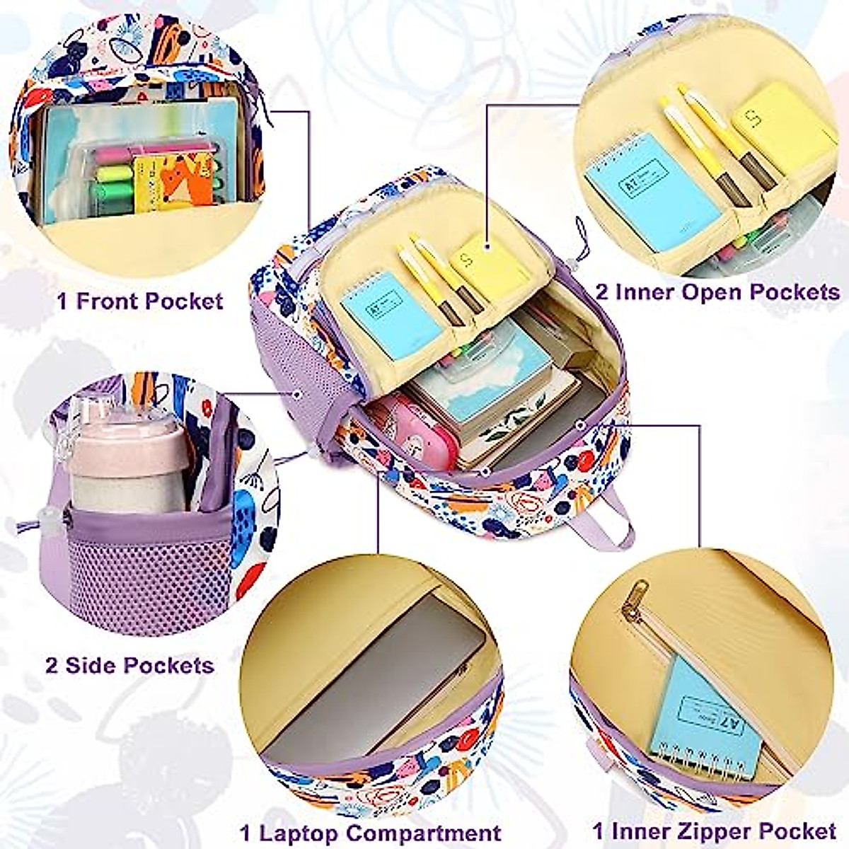 CAMTOP Elementary Backpack for Kids Girls Backpack Middle School Bookbags Causal Daypack Travel (Graffiti Backpack)